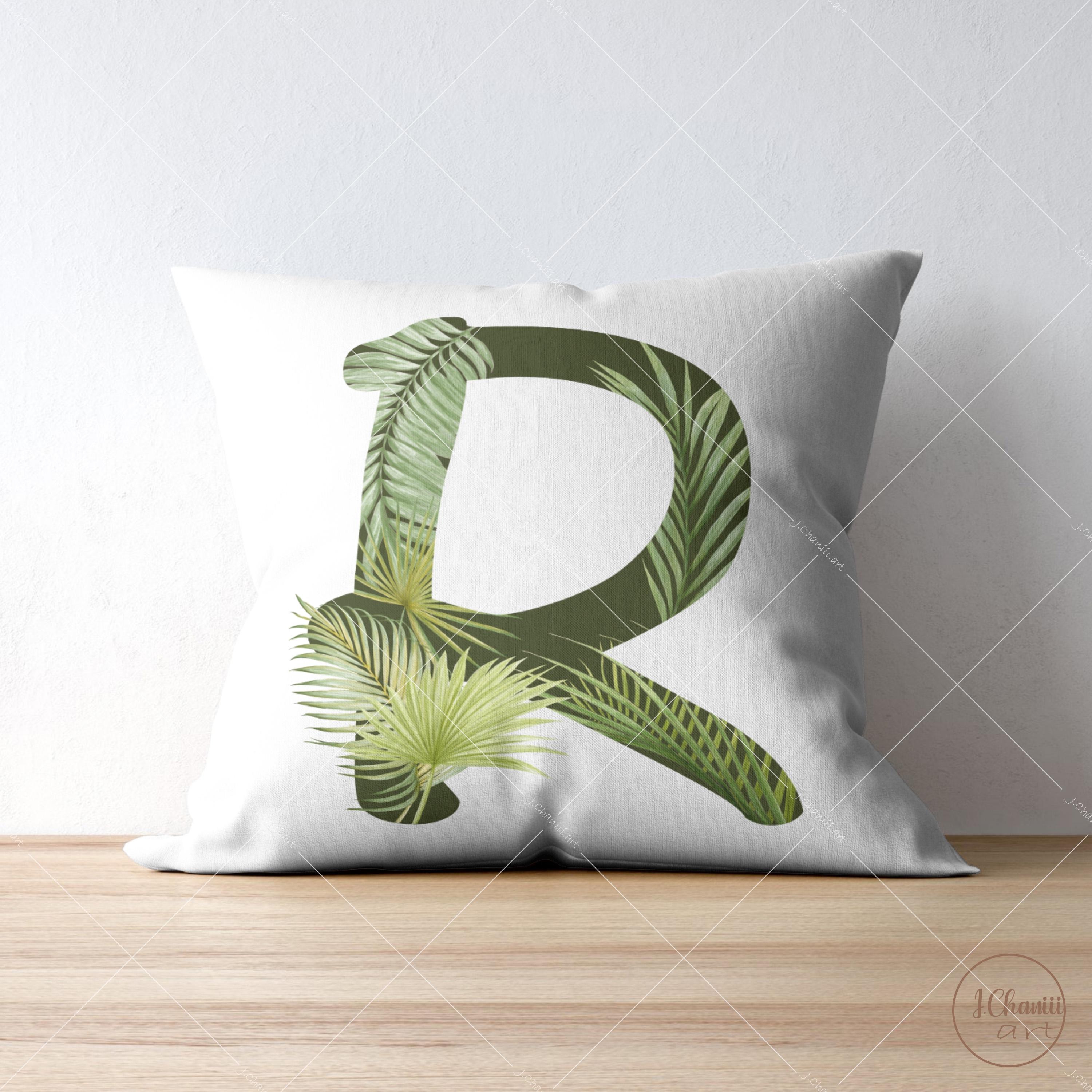 Palm Leaf Alphabet Clipart: Watercolor Tropical Letters (PNG) - Etsy