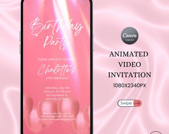 Animated Birthday Video Invitation, Editable Template, Electronic ...