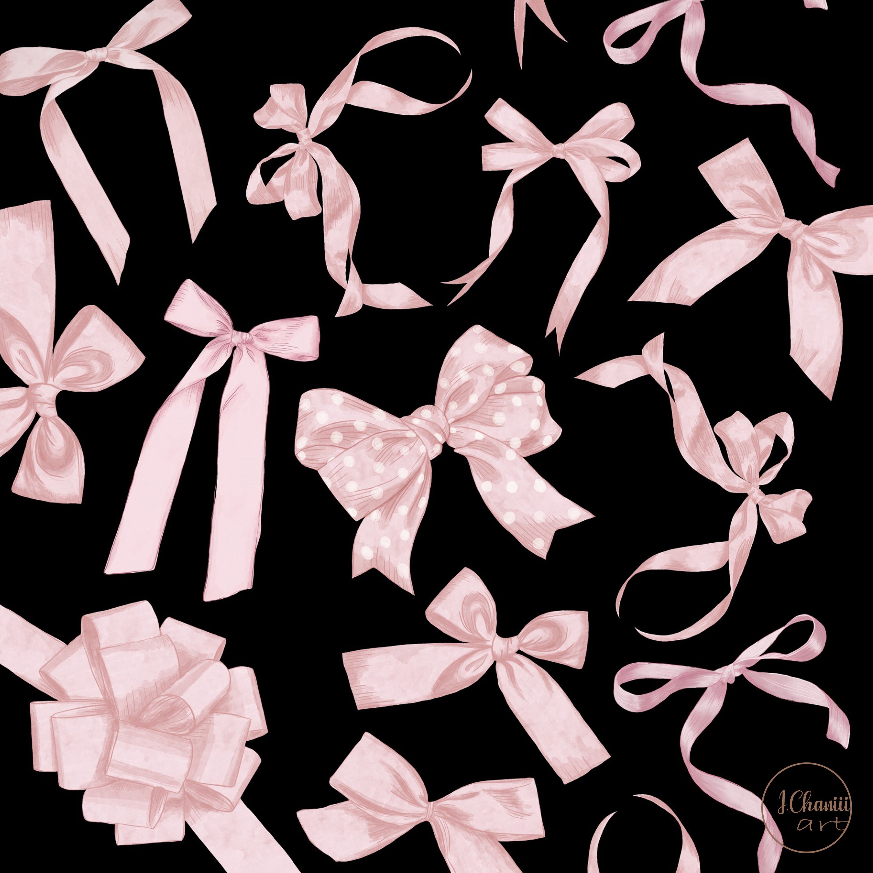 Watercolor Pink Bows Clipart, Watercolor Clip Art, Files Hand Painted ...