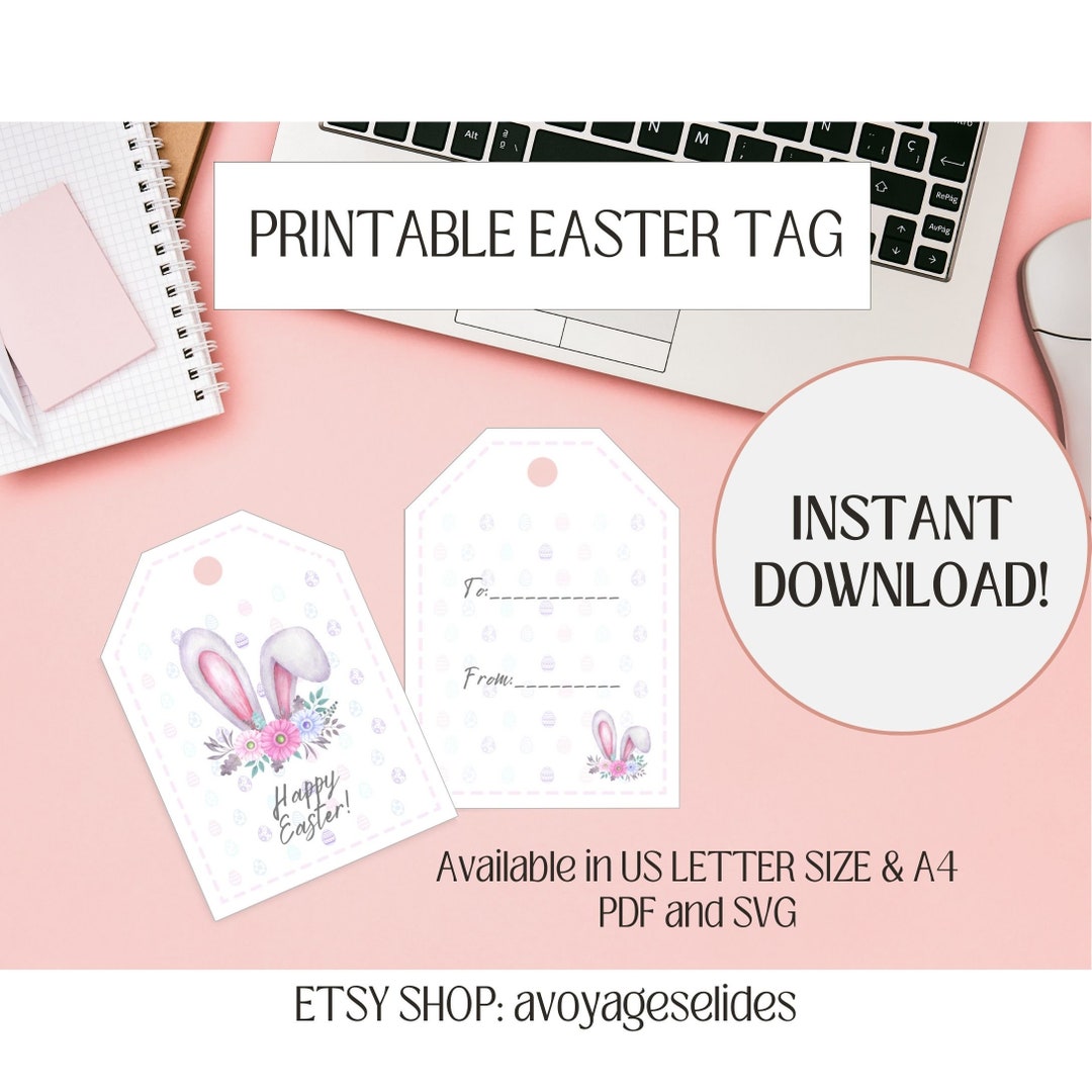 Printable Easter Tags, PDF and SVG Downloadable and Editable, Easter ...