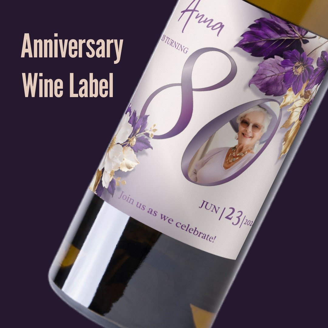 EDITABLE 80th Birthday Custom Wine Labels, Cheers to 80 Years, 80th ...