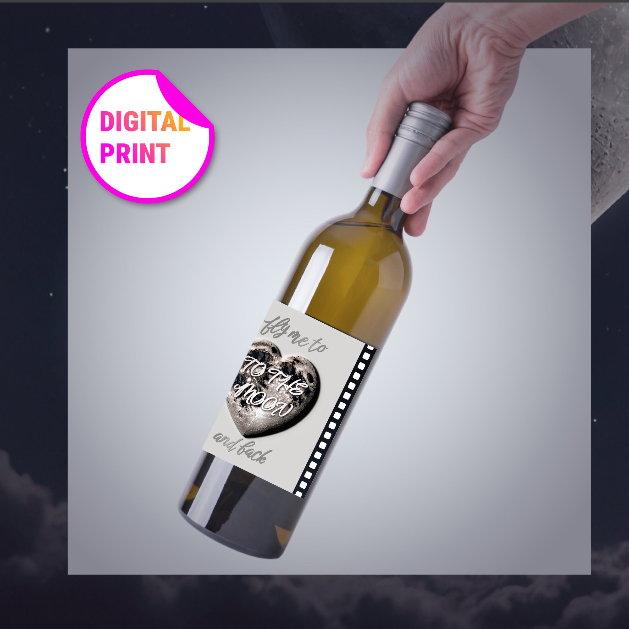 Printable Wine Bottle Label for Lovers/ Wine Stickers Present for Her ...