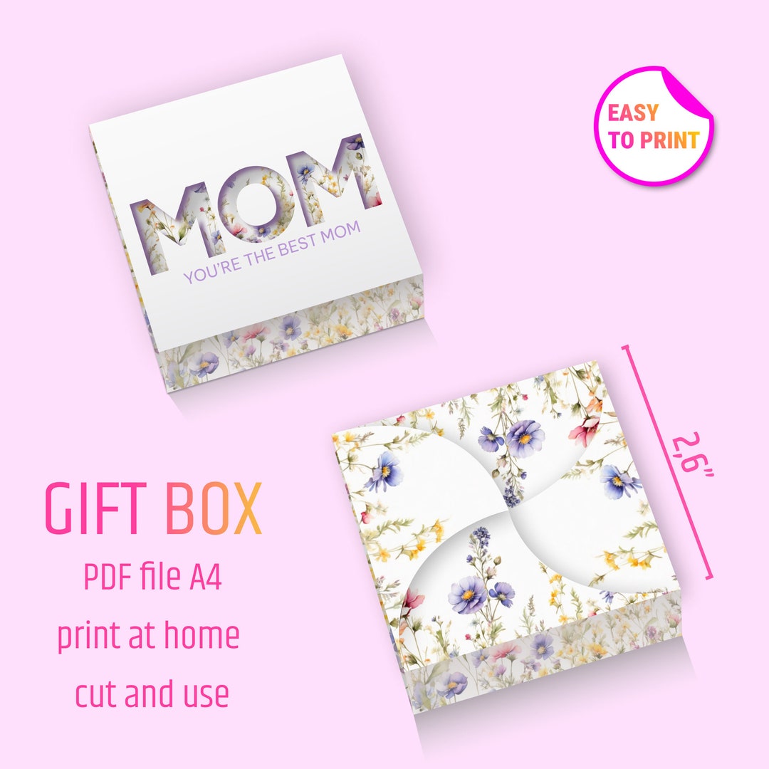 Printable Gift Box PDF, Gift for Mother Digital Download, Box for Small ...