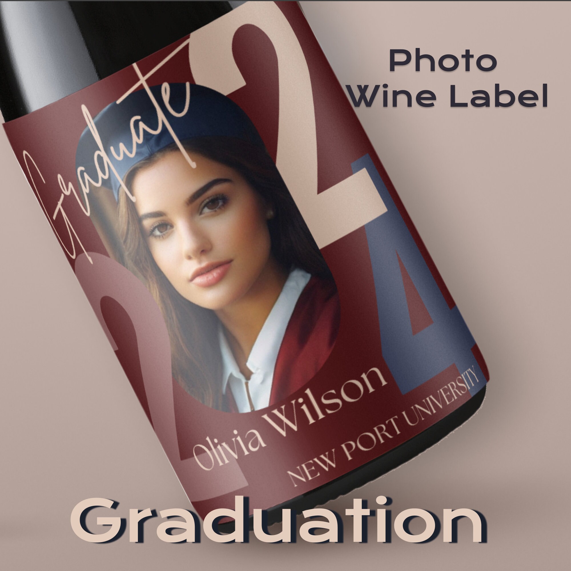 Graduation Printable Wine Labels, Party Welcome Sign Template, Photo ...