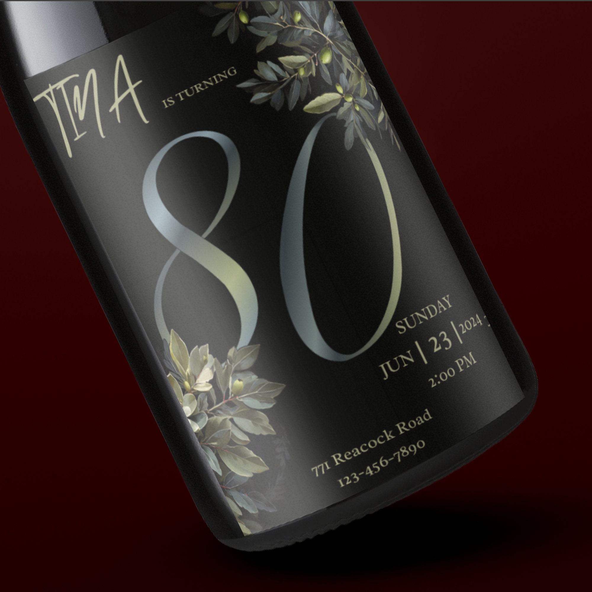 EDITABLE 80th Birthday Wine Labels, Cheers to 80 Years, 80th Birthday ...