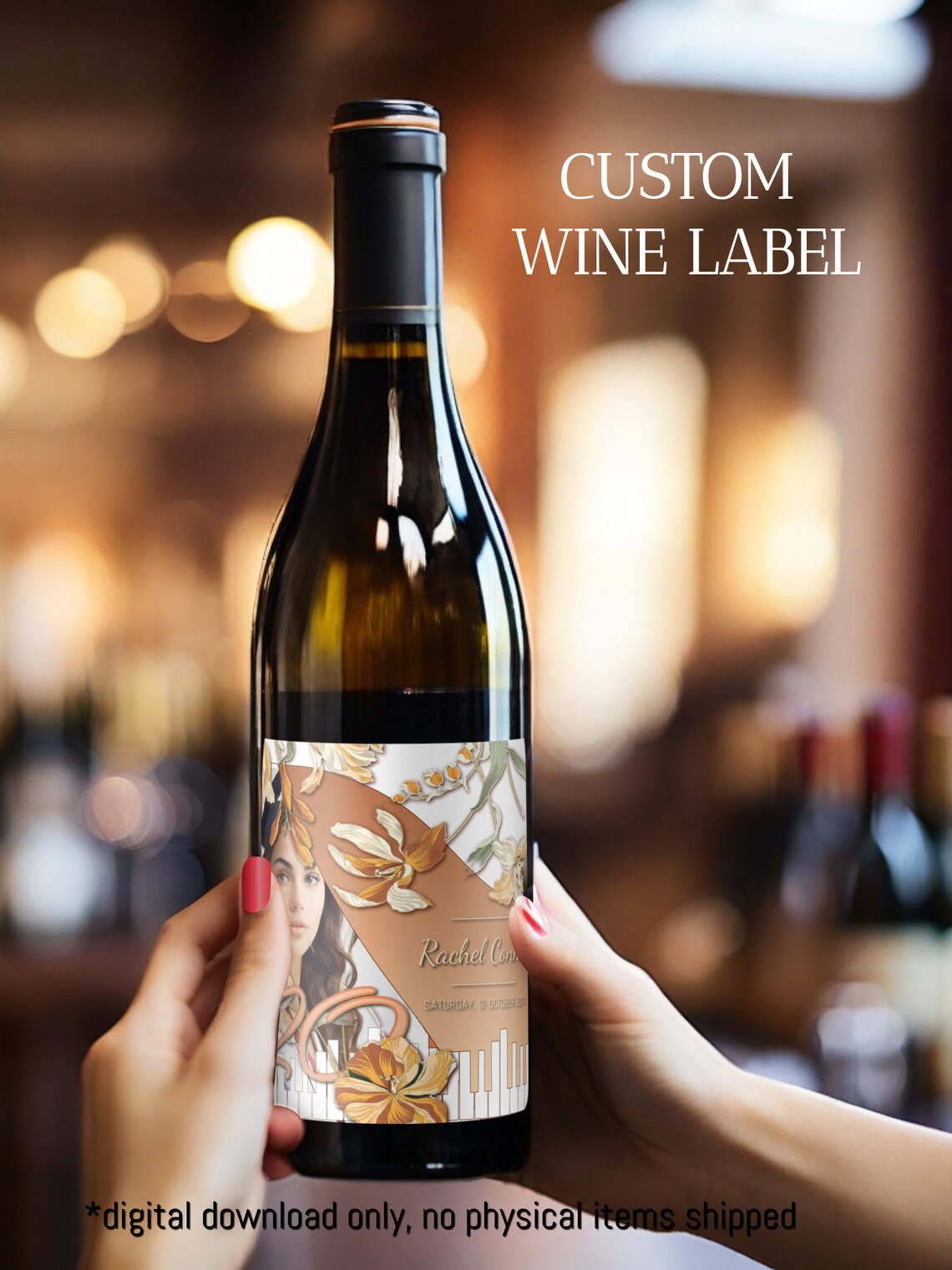 Custom Wine Label Template, Wine Labels Anniversary, Music Wine Labels ...