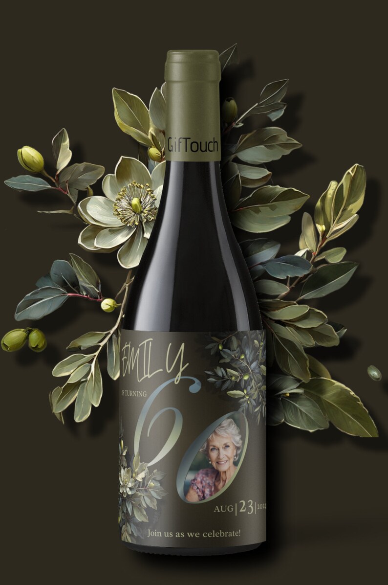 Editable 60th Birthday Photo Wine Label. Personalized 60th Anniversary ...
