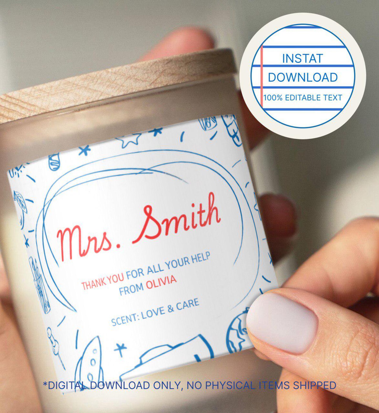 Teacher Editable Appreciation Gift Label, School Present Tag for ...