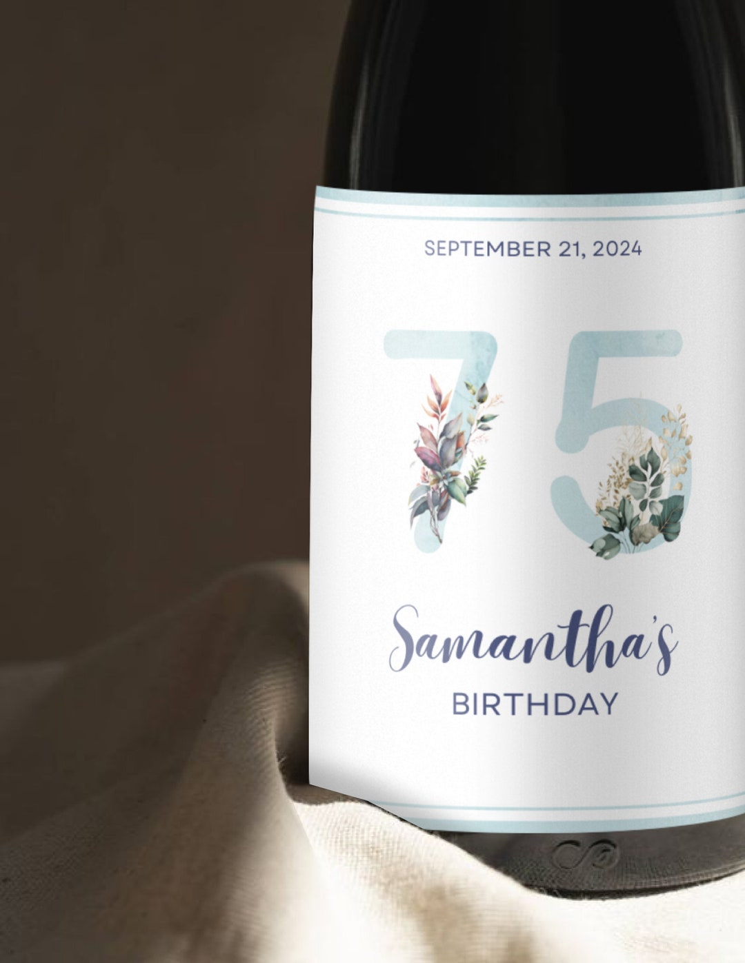 Personalize Gift Tag, EDITABLE 75th Birthday Wine Labels, Cheers to 75 ...