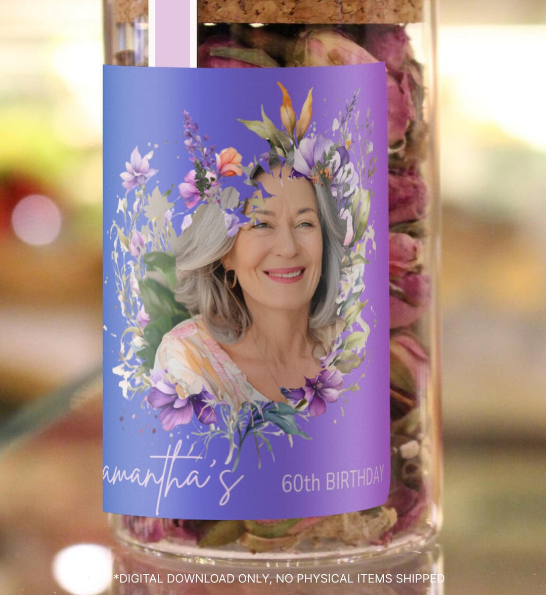 EDITABLE 60th Birthday Gift Label, Personalized Wine, Candel Sticker ...