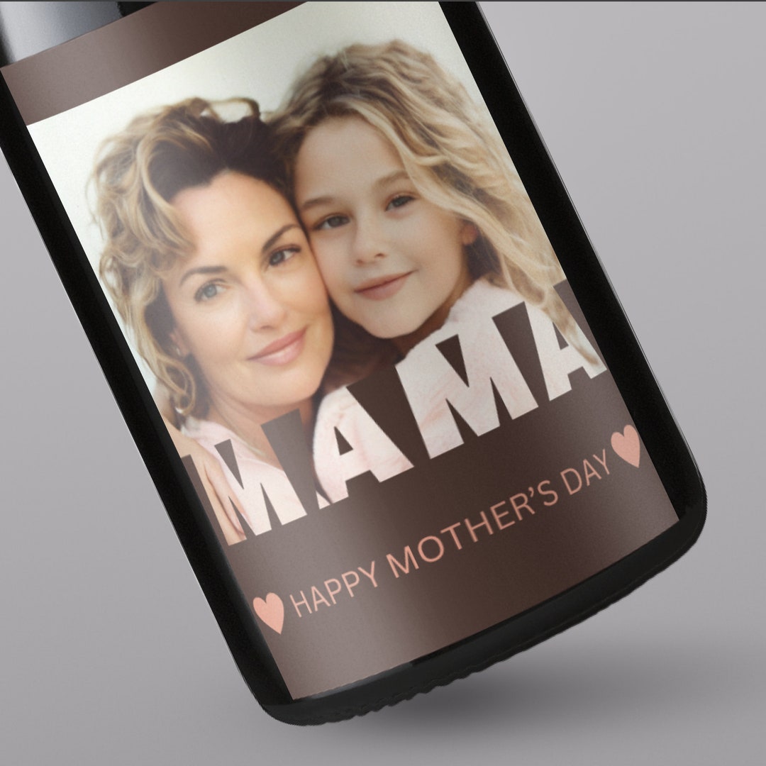 Editable Photo Mother's Day Wine Label Template, Personalized Wine ...