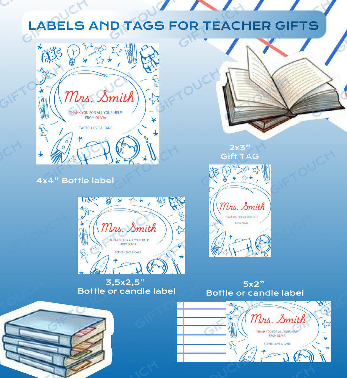 Teacher Editable Appreciation Gift Label, School Present Tag for ...