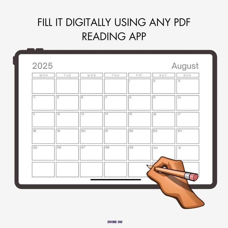 2025 Calendar Printable, Vision Board Calendar, Wall Calendar PDF ...