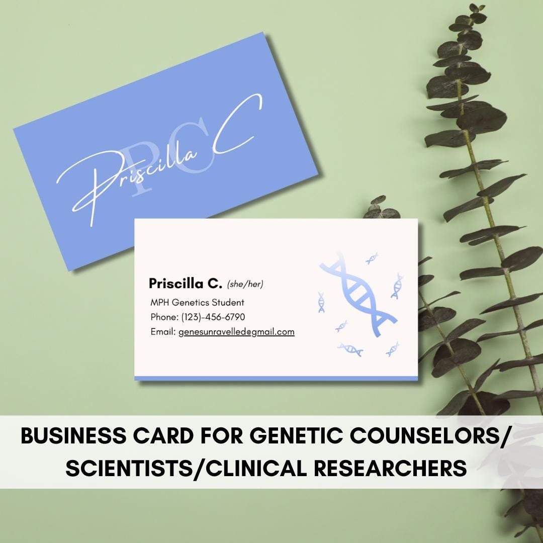 Genetic Counselor Business Card Template: Genetics Student, Scientist ...