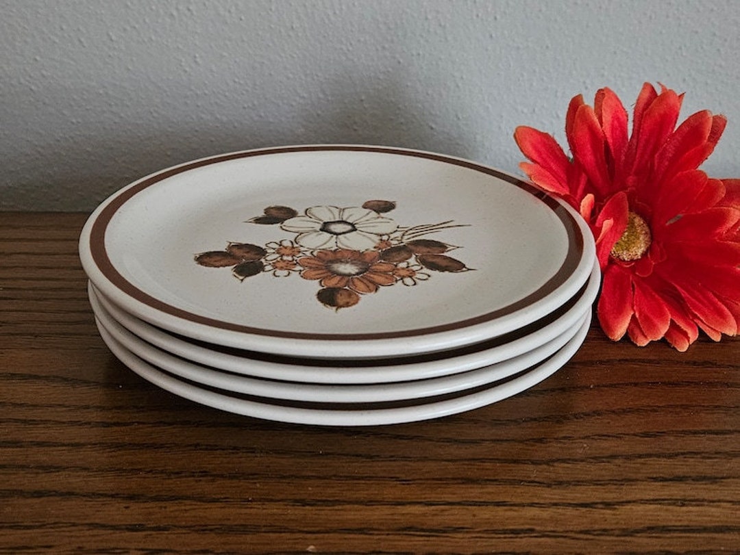 70's Dinnerware Set of 4 Stoneware Bread & Butter or Dessert Plates ...