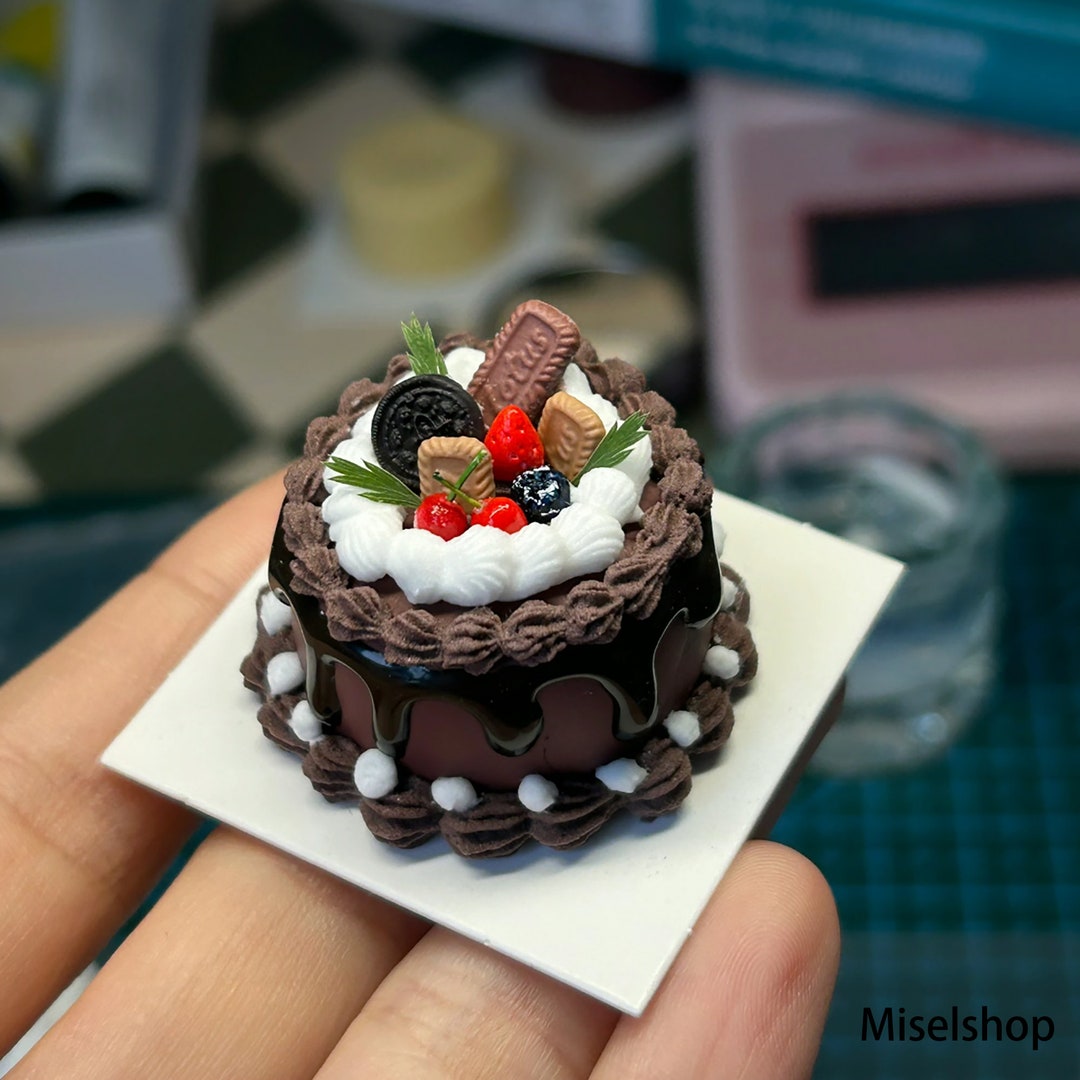 Miniature Chocolate Cake, Miniature Cake, Miniature Clay Cake, Handmade ...