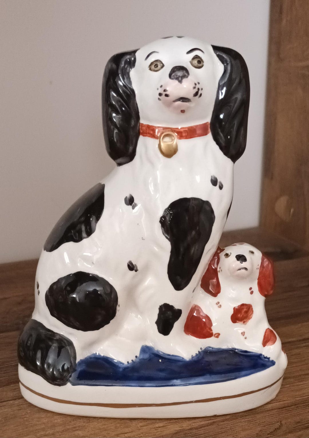 Victorian Staffordshire Wally Dog Puppy Figurine, Black Russet Mantle ...