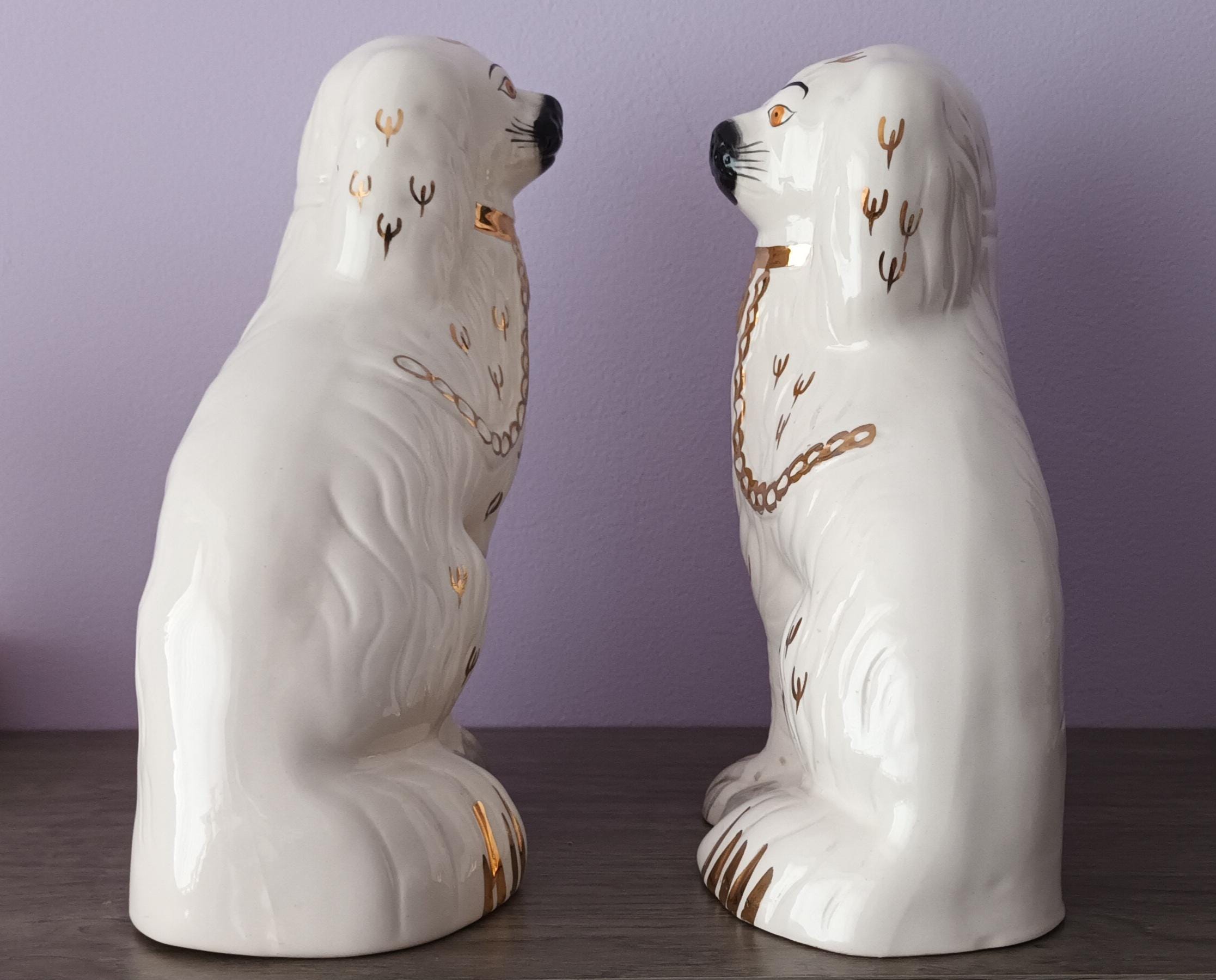 Extra Large Pair of Staffordshire Mantel Spaniel Dogs, Walley Dogs by ...