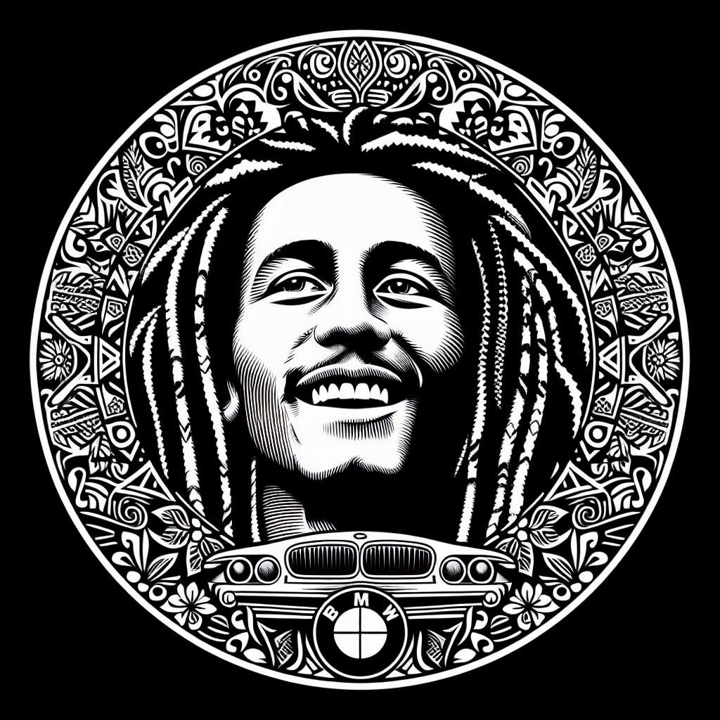 Bob Marley Pattern BMW Car Sticker | for Laser Engraver | Reggae Legend ...