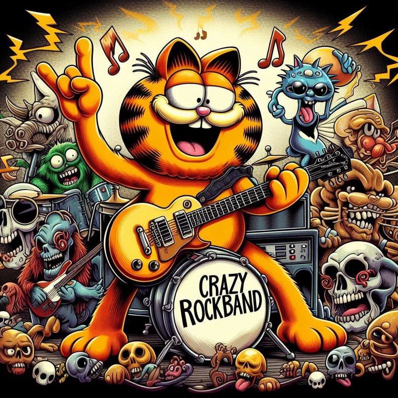 Garfield Rock N Roll Disney Digital Download Crazy Rockband Art ...
