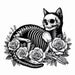 Skeleton Cat Digital Art – Spooky Cat Illustration – Printable Wall Art ...