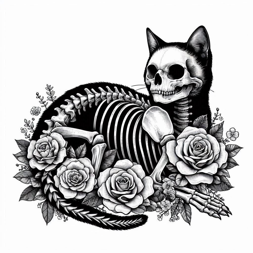 Skeleton Cat Bundle Cat Silhouette Halloween Cats Clipart Skeleton ...