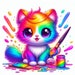Watercolor Rainbow Kitten Clipart | Cat Colorful Sublimation Art | T ...