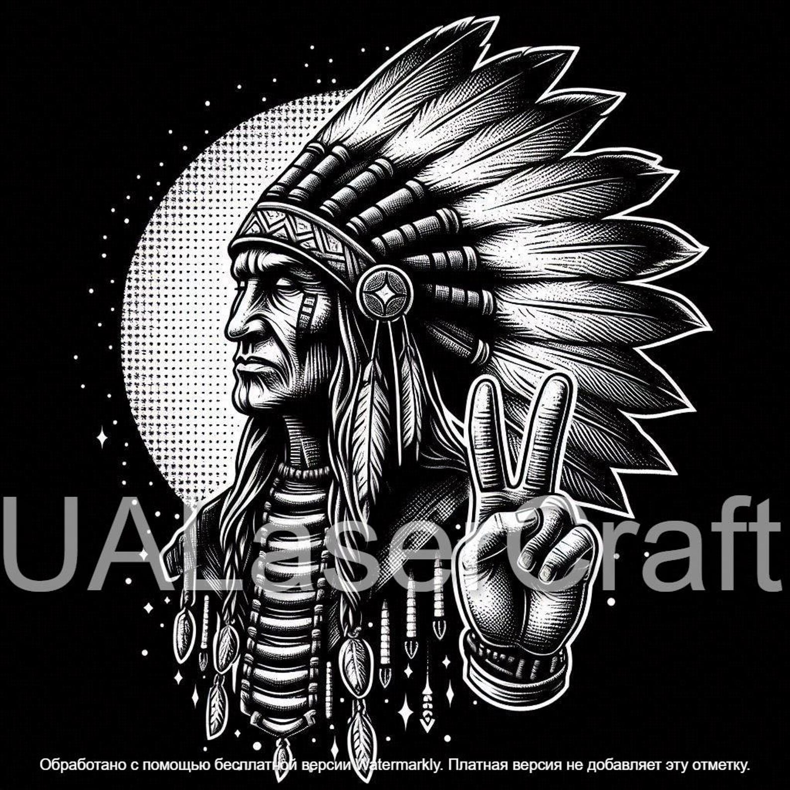 American Indian Chief on Horse Clipart – Native American Digital Art ...