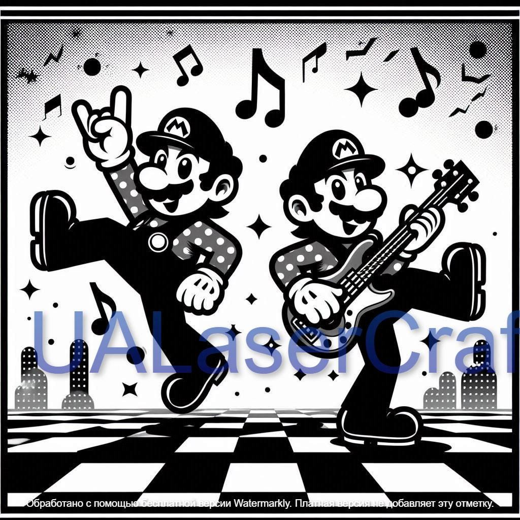 Super Mario Silhouette | Rock N Roll Band Outline | Super Mario Cricut ...