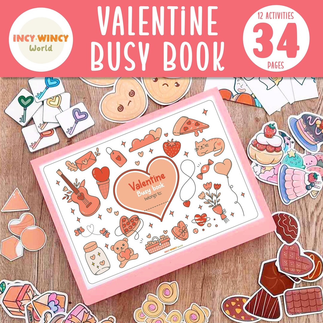 Valentine Busy Book, Activity for Kids, Homeschool Learning Prints ...