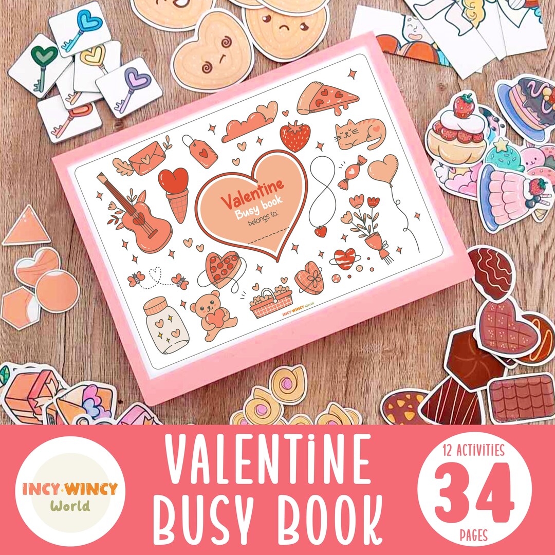 Valentine Busy Book, Activity for Kids, Homeschool Learning Prints ...