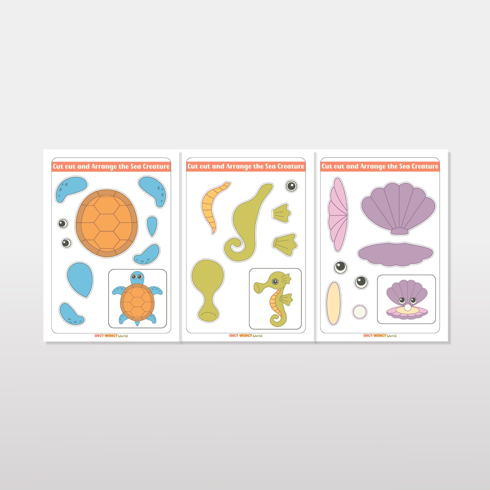 Undersea Cut and Paste Arrange Sea Creature Body Cut and Glue Game ...