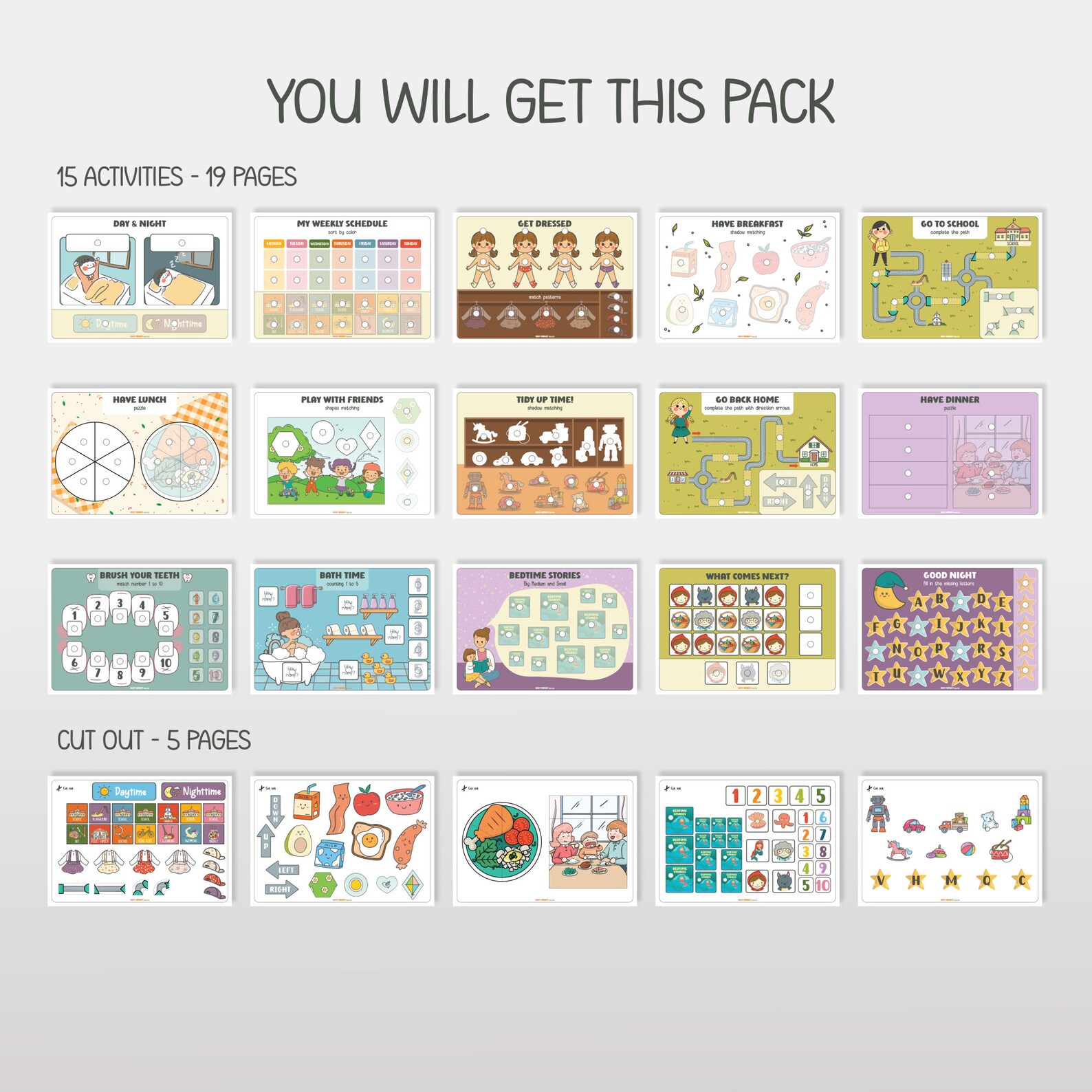 Daily Routine Busy Book, Activity for Kids, Homeschool Learning Prints ...