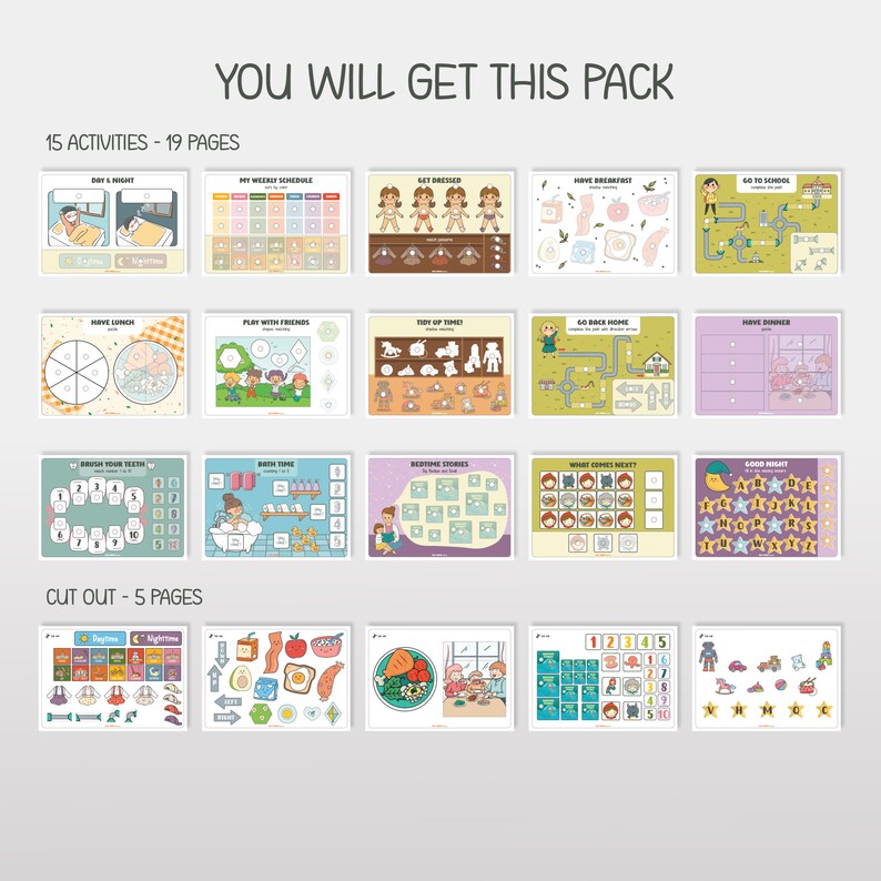 Daily Routine Busy Book, Activity for Kids, Homeschool Learning Prints ...