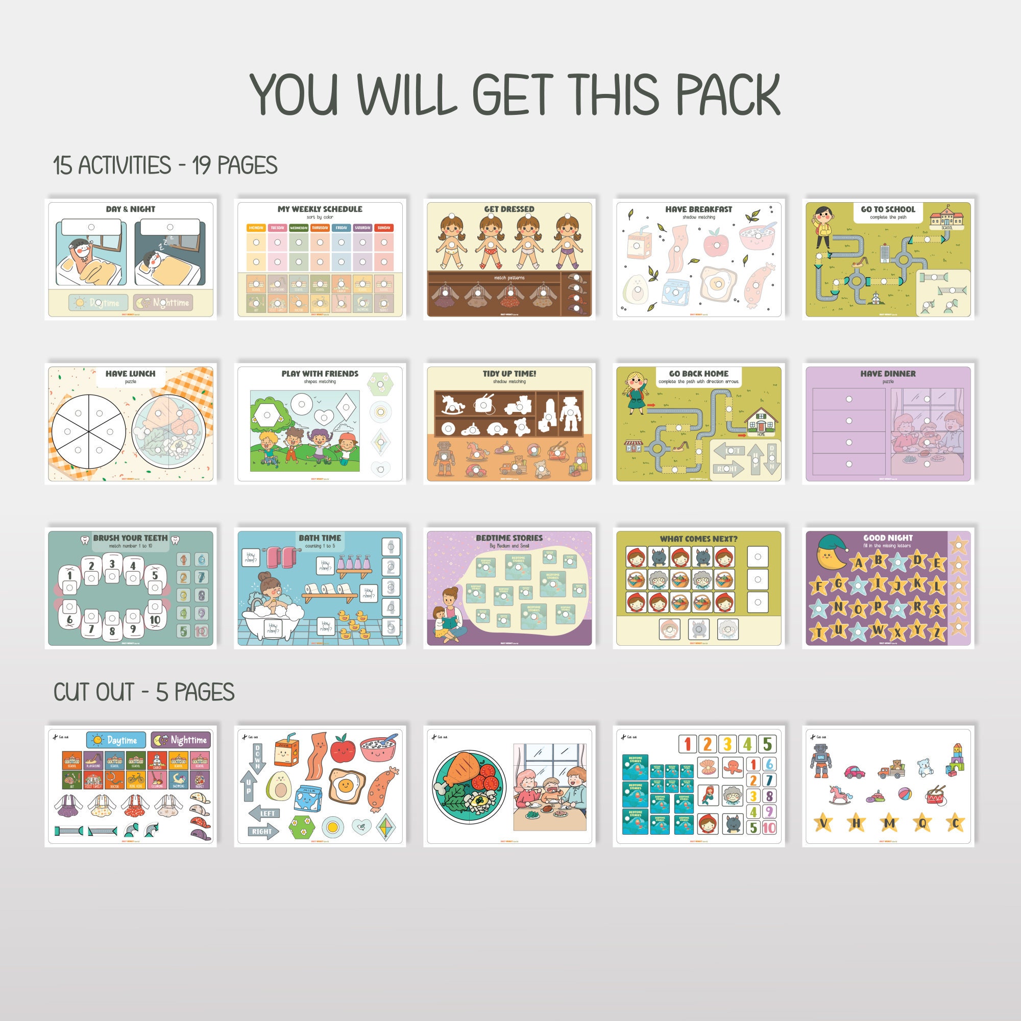 Daily Routine Busy Book, Activity for Kids, Homeschool Learning Prints ...