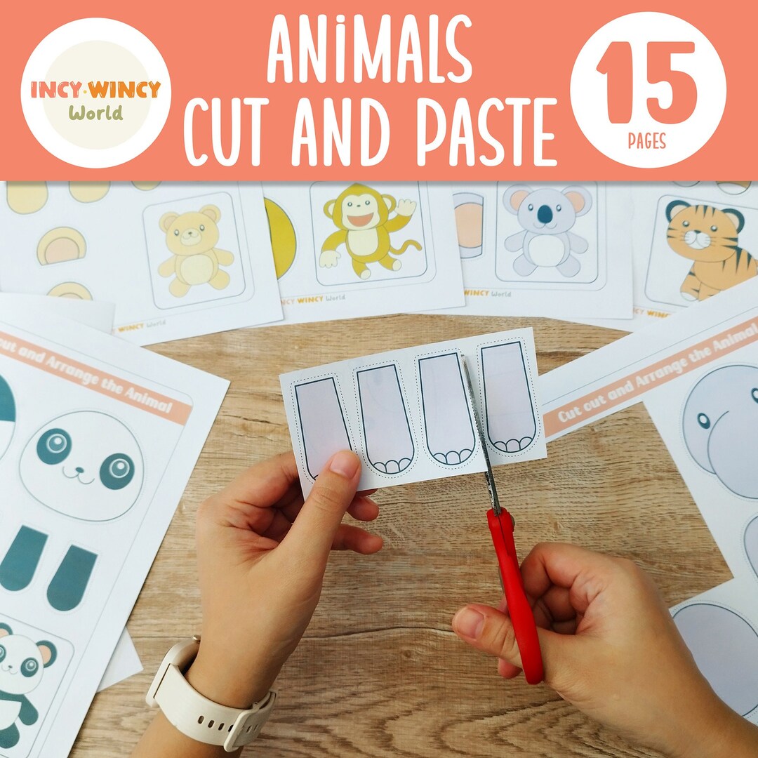 Animal Cut and Paste Arrange Animal Body Cut and Glue Game Scissors ...