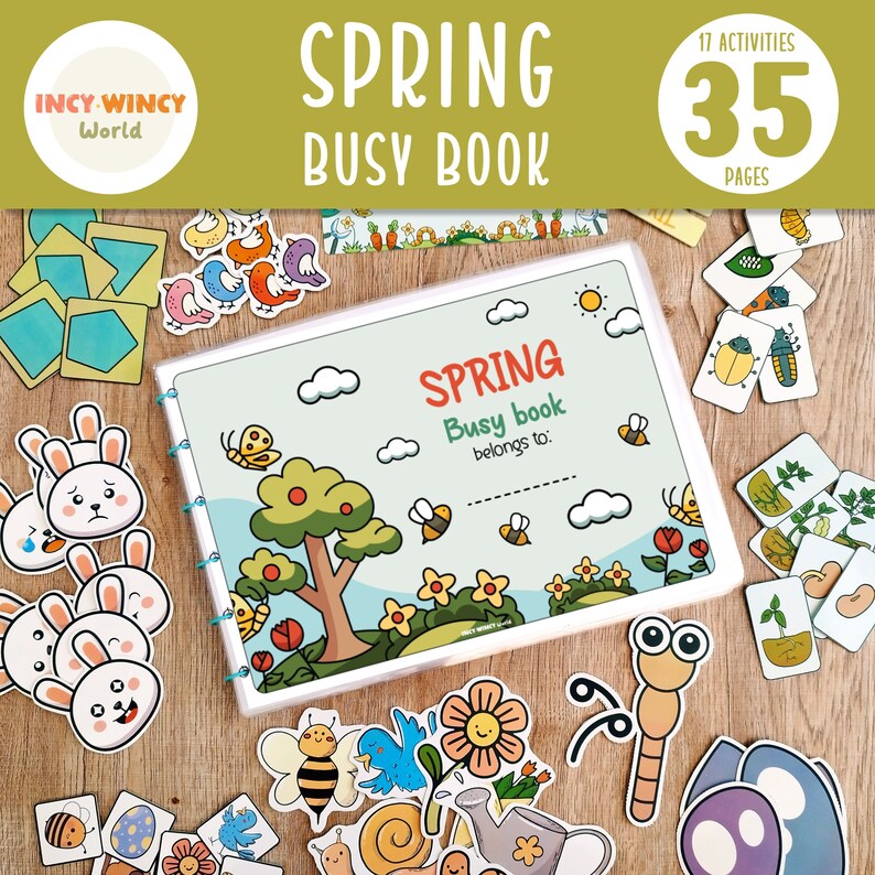 Spring Busy Book, Easter, Activity for Kids, Homeschool Learning Prints ...