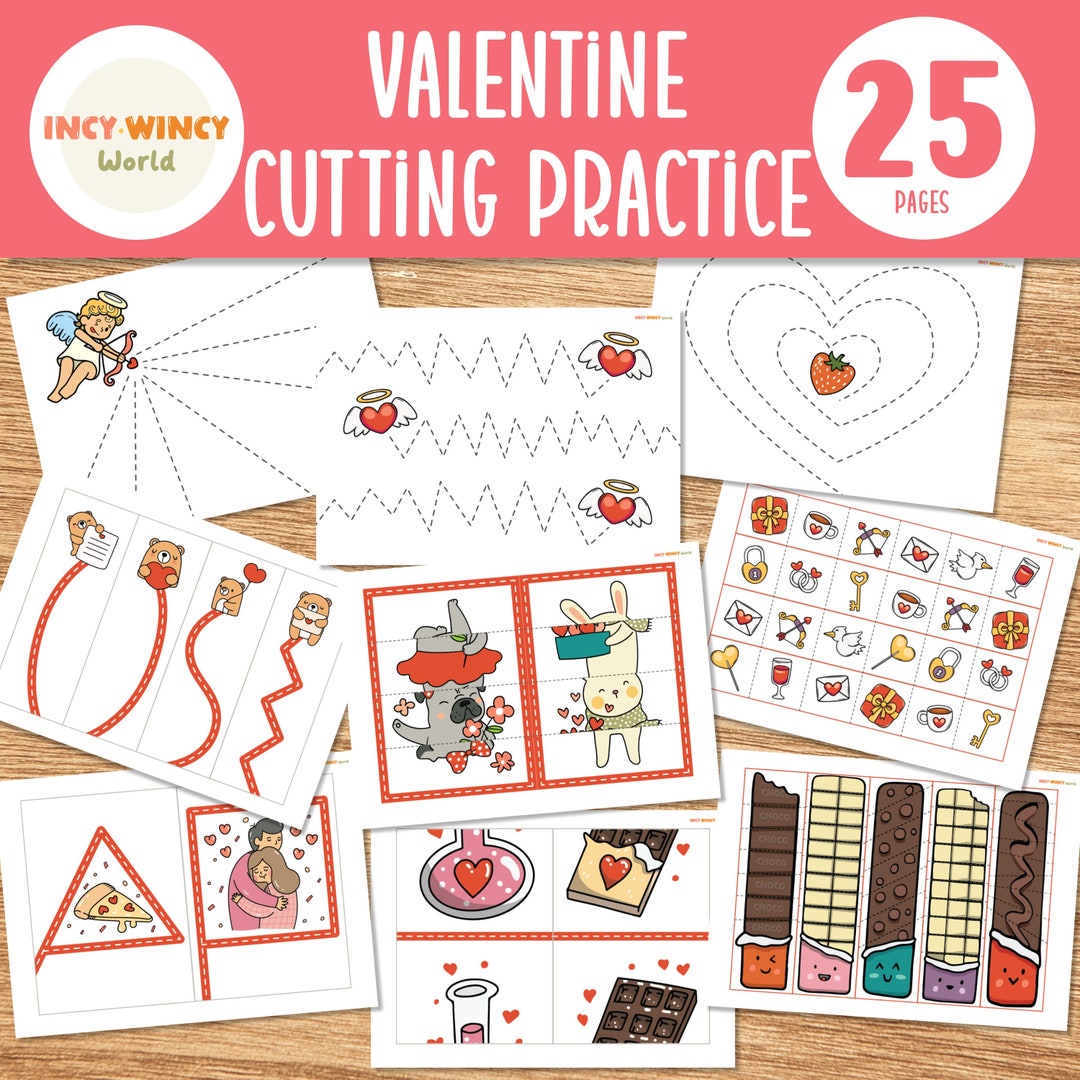 Valentine Cutting Practice, Scissor Skills, Fine Motor Skills, Toddler ...