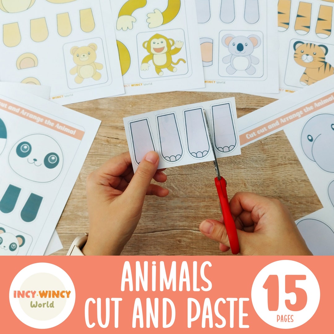Animal Cut and Paste Arrange Animal Body Cut and Glue Game Scissors ...