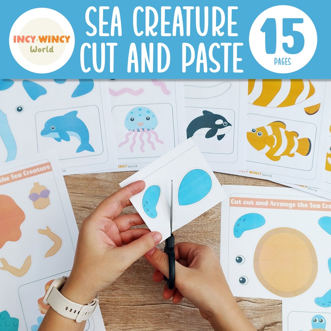 Undersea Cut and Paste Arrange Sea Creature Body Cut and Glue Game ...