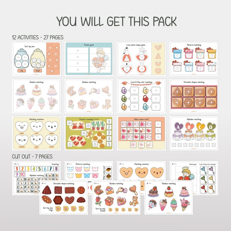 Valentine Busy Book, Activity for Kids, Homeschool Learning Prints ...