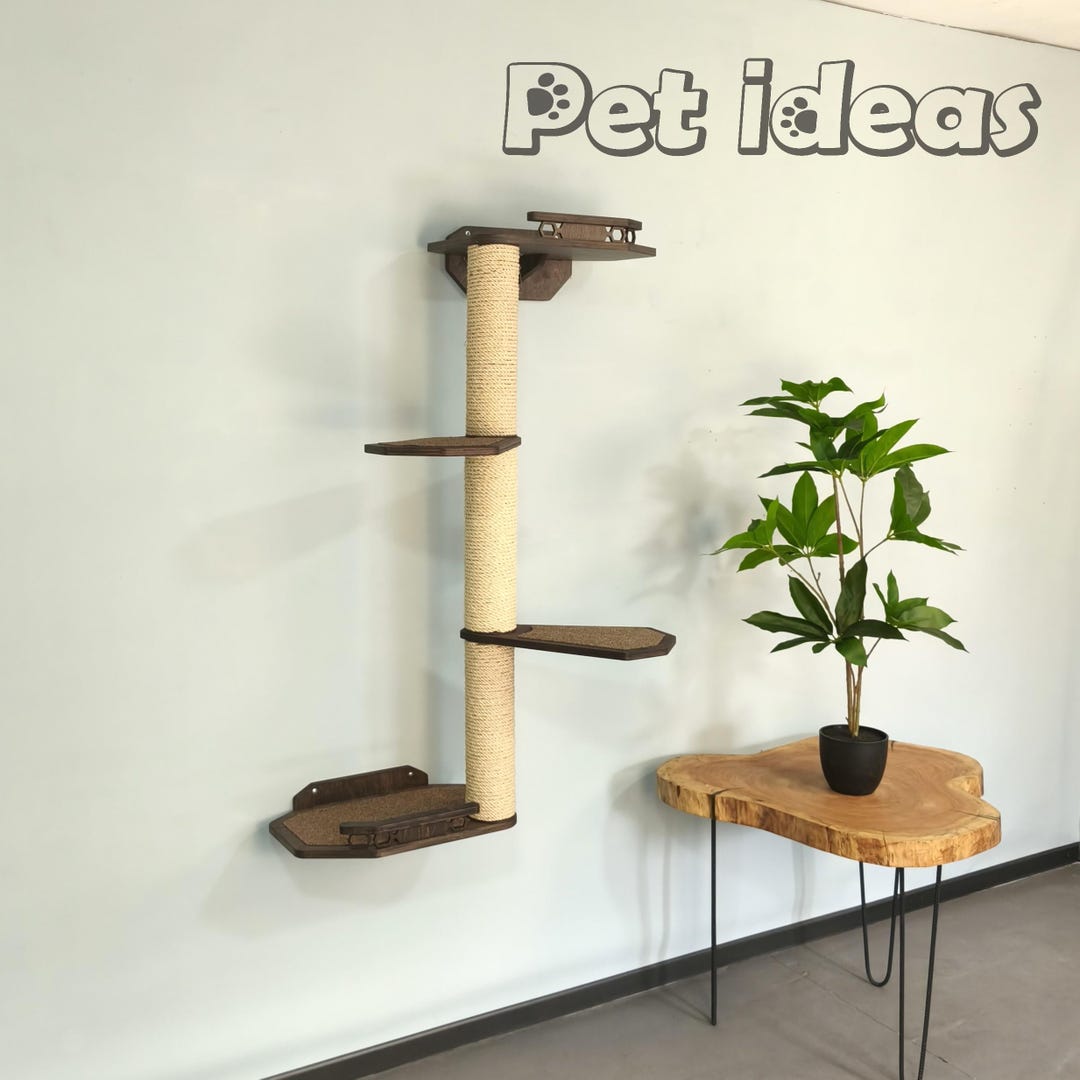Modern Wall-mounted Cat Shelves With Sisal Scratching Posts - Etsy