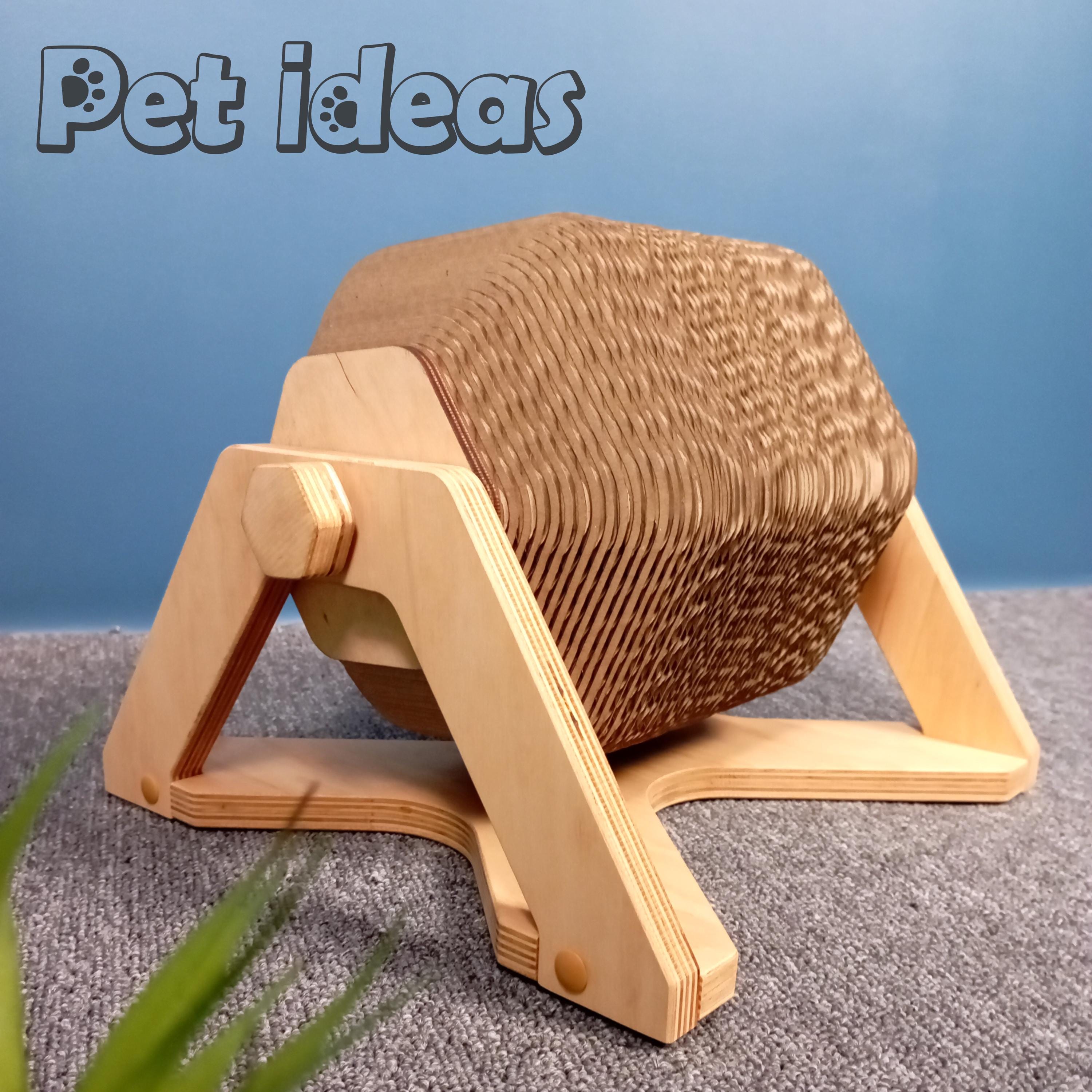 Rotating Cardboard Cat Scratcher – Hexagon Spinning Cat Toy ...