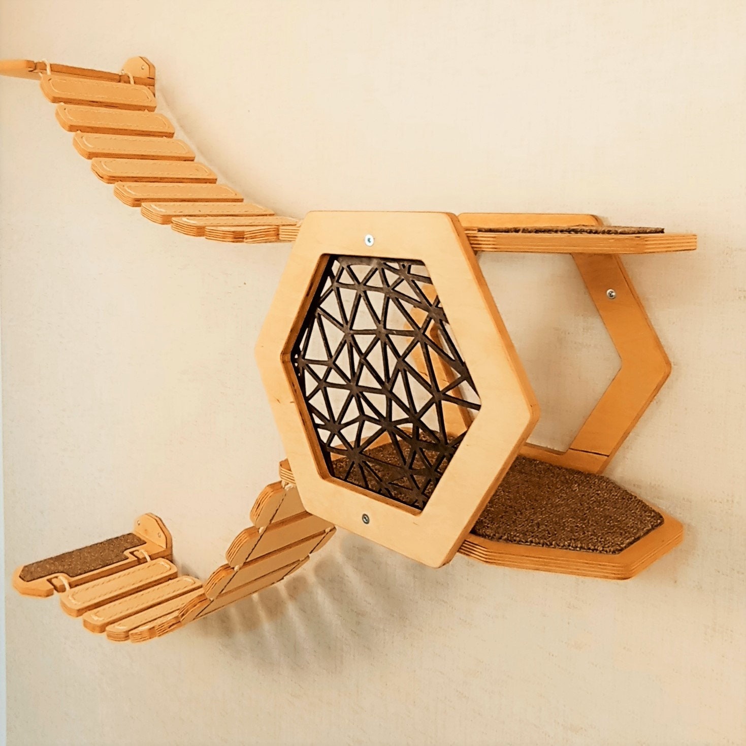 Twin Bridges Cat Shelf Wall Furniture for Cats, Floating Cat Steps ...