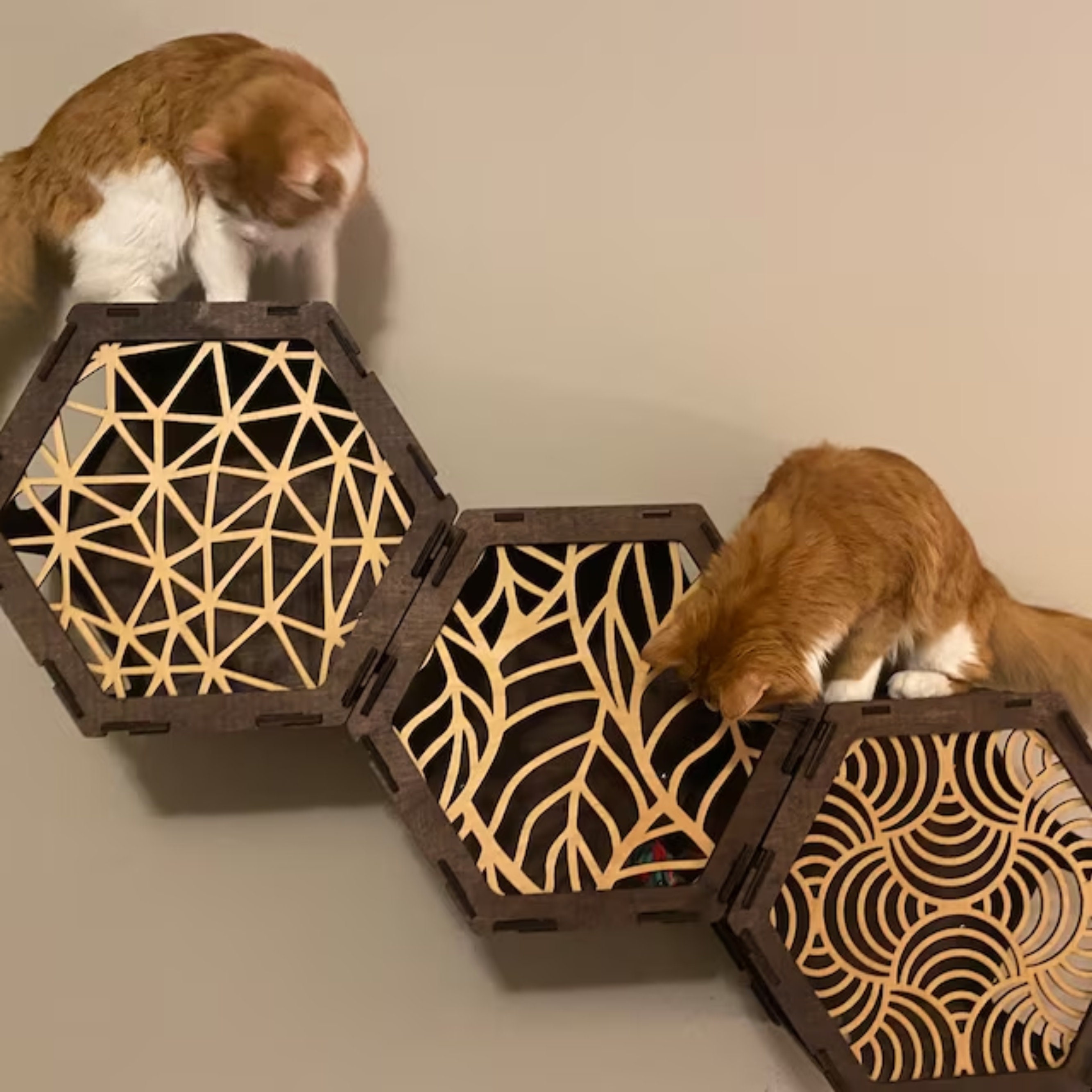Honeycomb Cat Shelf Set Modern Wall-mounted Hexagon Furniture for Cats ...