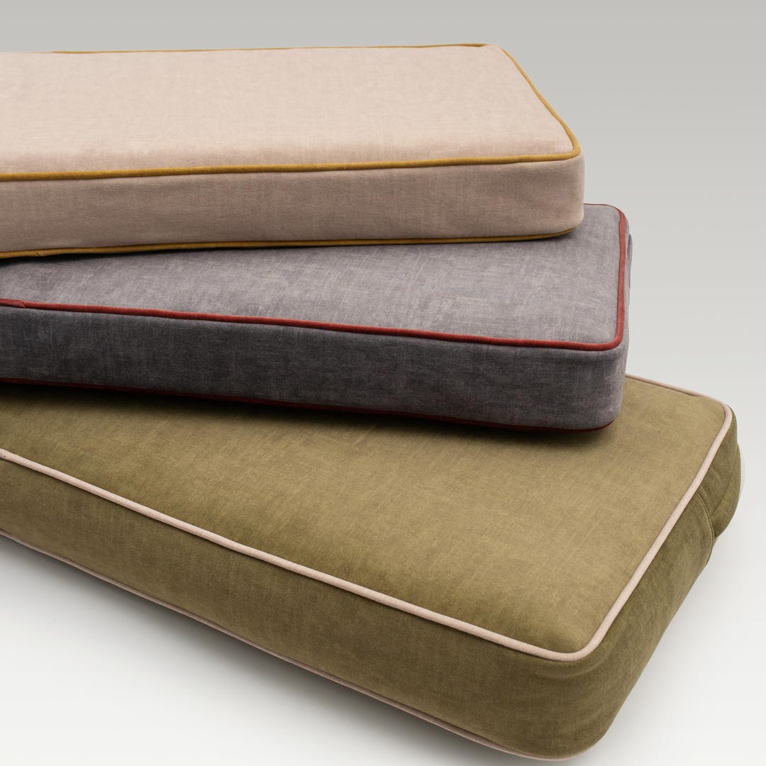 4-inch (10cm) Thick Pipped Edge Cushions, Custom Size and Shape. Canvas ...