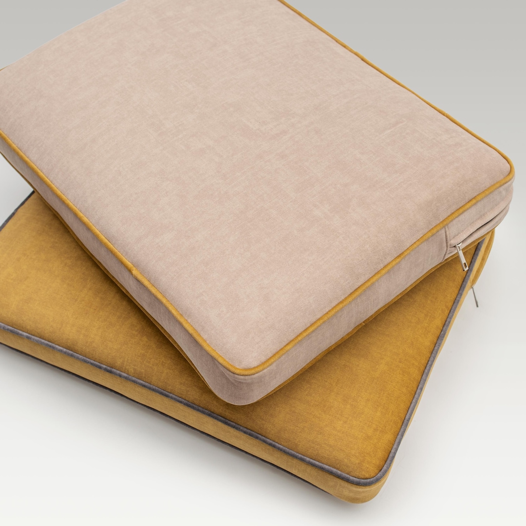 4-inch (10cm) Thick Pipped Edge Cushions, Custom Size and Shape. Canvas ...