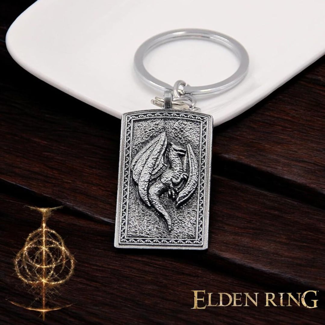 Elden Ring Ancient Dragon Shield Keychain | Vintage Pendant Keyring ...