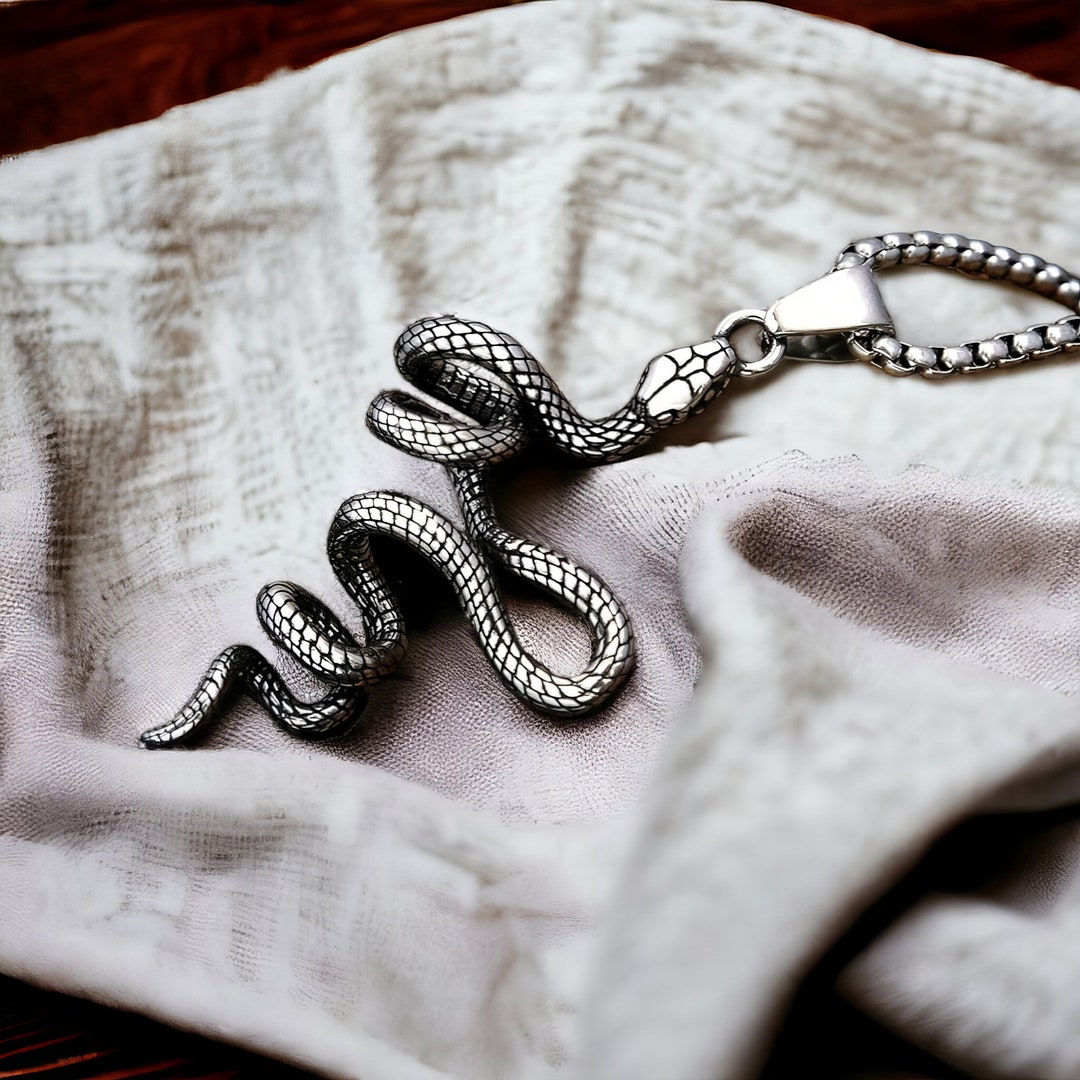 Vintage-inspired Serpent Amulet Unisex Gothic Necklace 316L Stainless ...