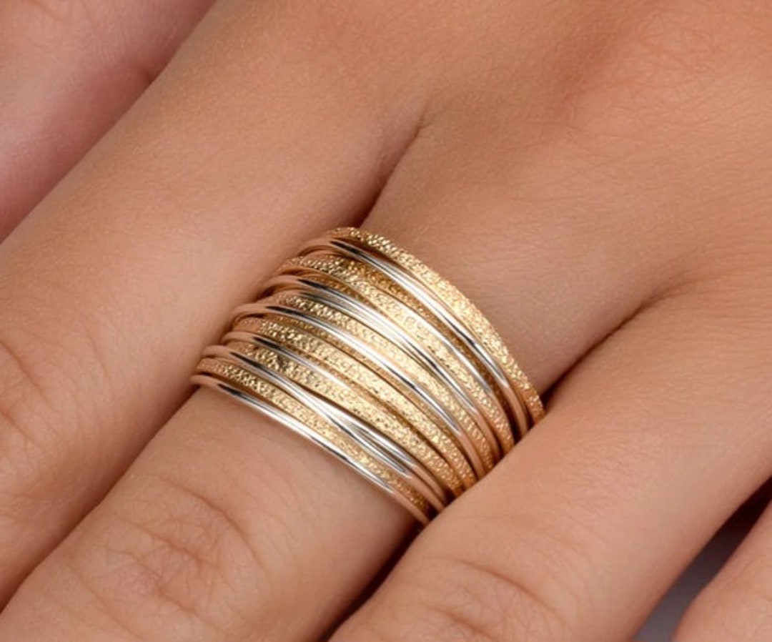 Spiral Gold Ring Silver Rings Spiral Wide Ring 14k Gold Filled Wire ...